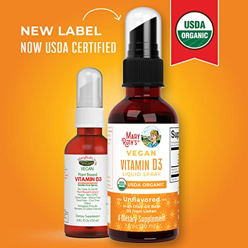 Vegan Liquid Vitamin D3 & USDA Organic Vitamin A Liquid Drops Bundle by MaryRuth's | Immune Support | Eye Health | Skin Health | Sugar Free | Vegan | Non-GMO | Gluten Free.