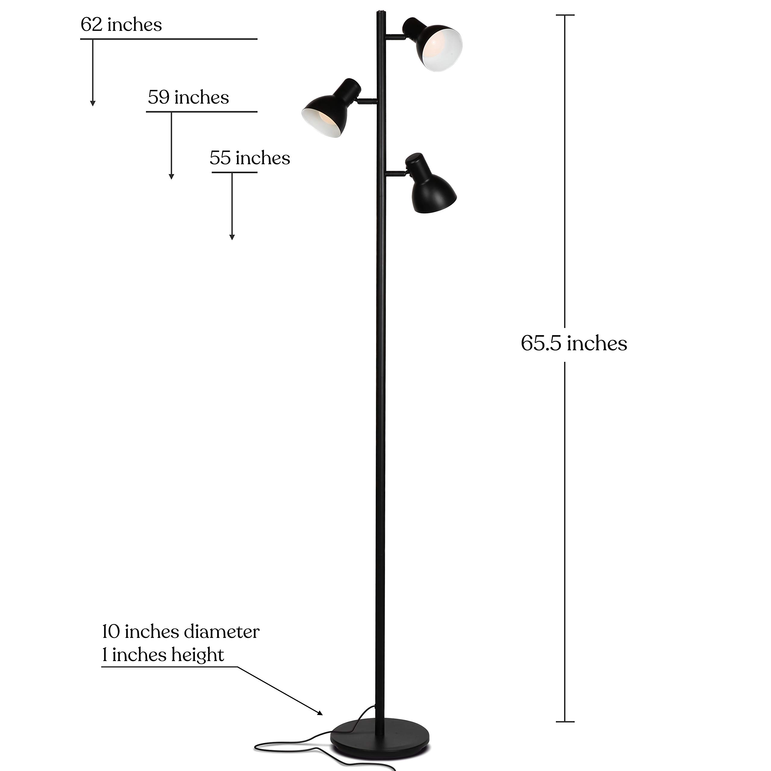 Brightech Ethan Floor Lamp, Dimmable Standing Lamp for Bedroom Reading, Great Living Room Décor, Modern LED Lamp for Living Rooms, Tall Tree Lamp for Offices - Black