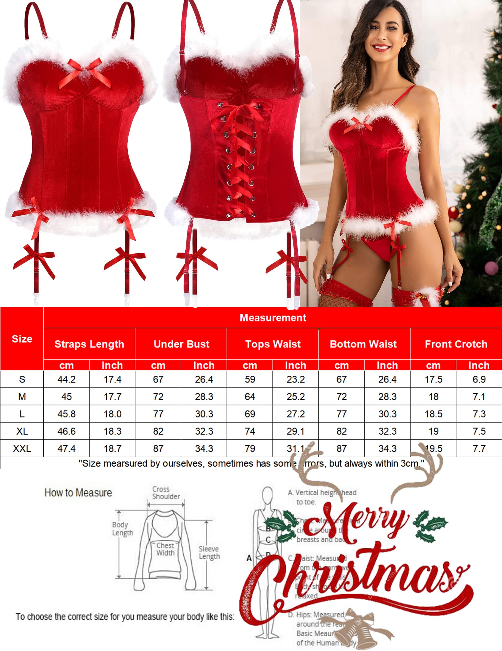 Avidlove Women's Corset Busiter Lingerie Chirstmas Costumes Overbust Corset