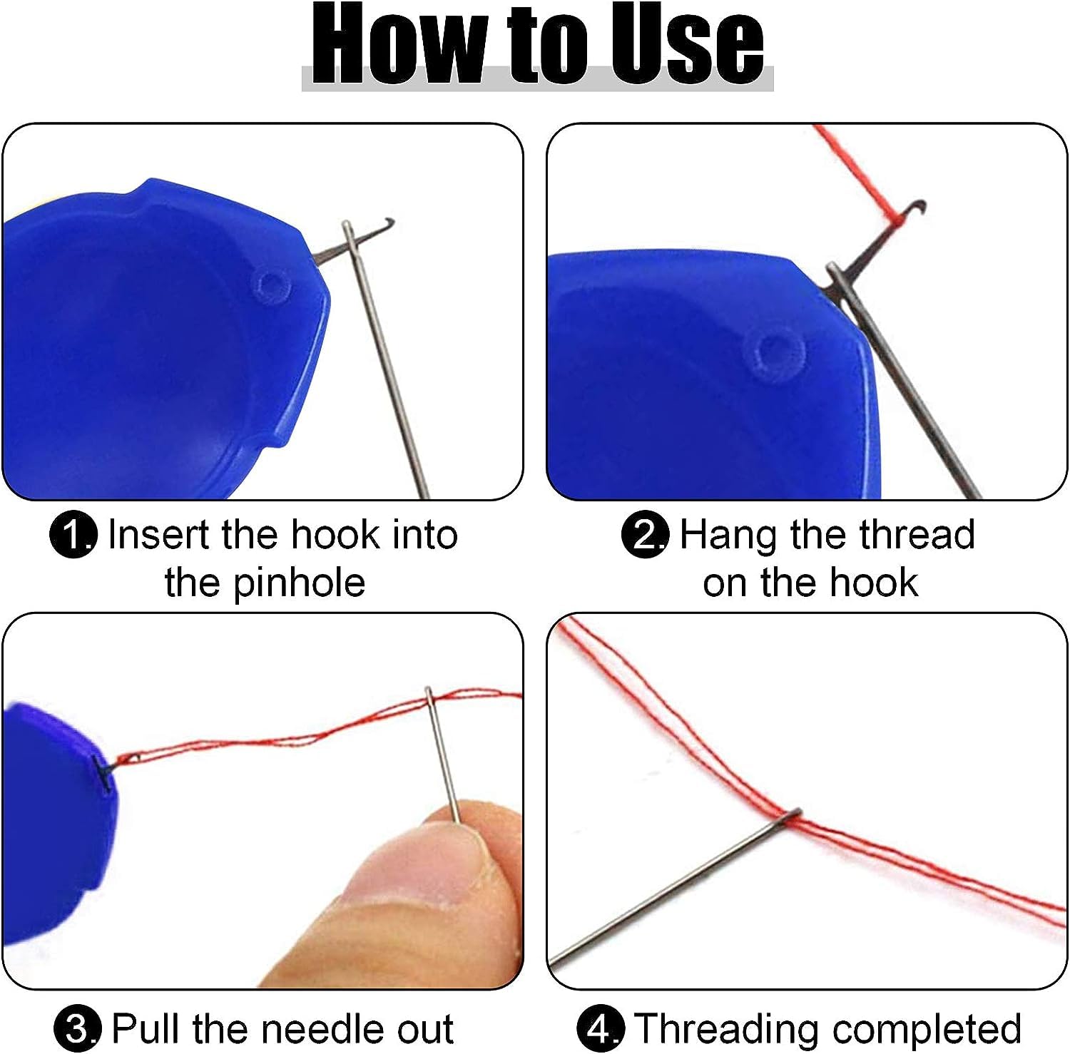 TOOVREN Needle Threader for Hand Sewing 12 Pcs Plastic Wire Hook Simple Threader for Needles Small Eye Needle Threader for Sewing Machine Needle Threader Tool for Sewing Crafting