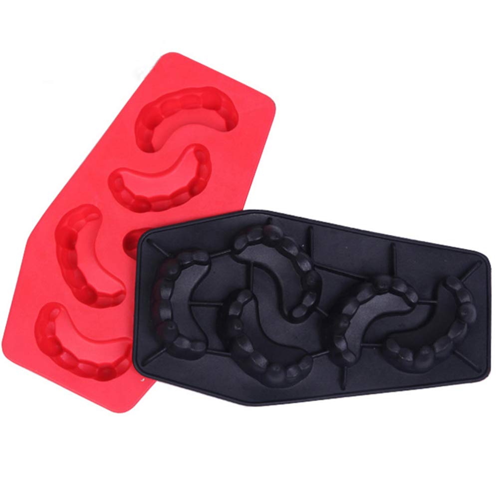 BESPORTBLE Halloween Vampire Teeth Ice Cube Mold Creative Halloween Theme Chocolate Ice Box Ice Cube Tray Mold Ice Maker DIY Kitchen Party Accessories