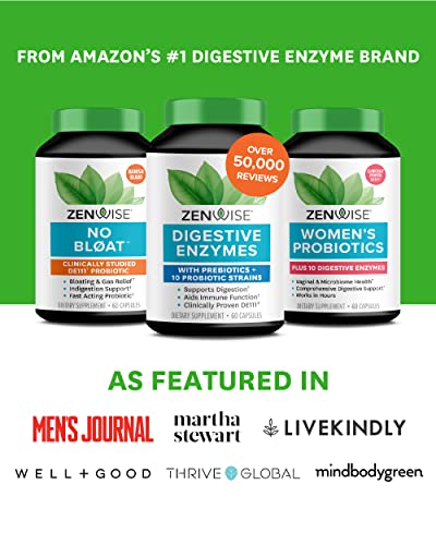 Zenwise Probiotic Digestive Multi Enzymes, Probiotics for Digestive Health, Bloating Relief for Women and Men, Enzymes for Digestion with Prebiotics and Probiotics for Gut Health - 100 Count