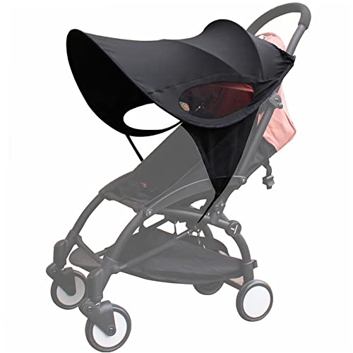 Universal Stroller Sun Cover UV Protection Baby Stroller Sun Shade Buggy Pram Sun Rain Shade Blackout Blind Canopy Cover Pushchair Sunblock Cover for Travel Park Zoo, black