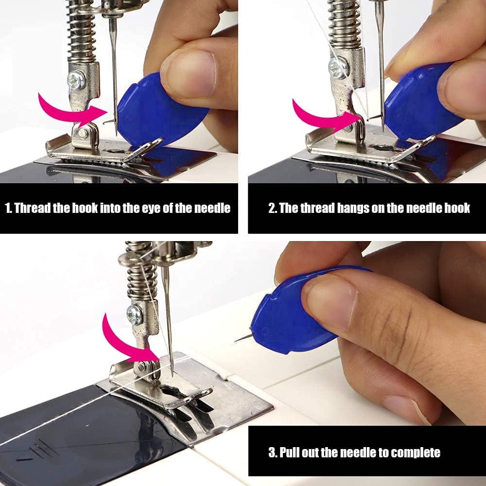 TOOVREN Needle Threader for Hand Sewing 12 Pcs Plastic Wire Hook Simple Threader for Needles Small Eye Needle Threader for Sewing Machine Needle Threader Tool for Sewing Crafting