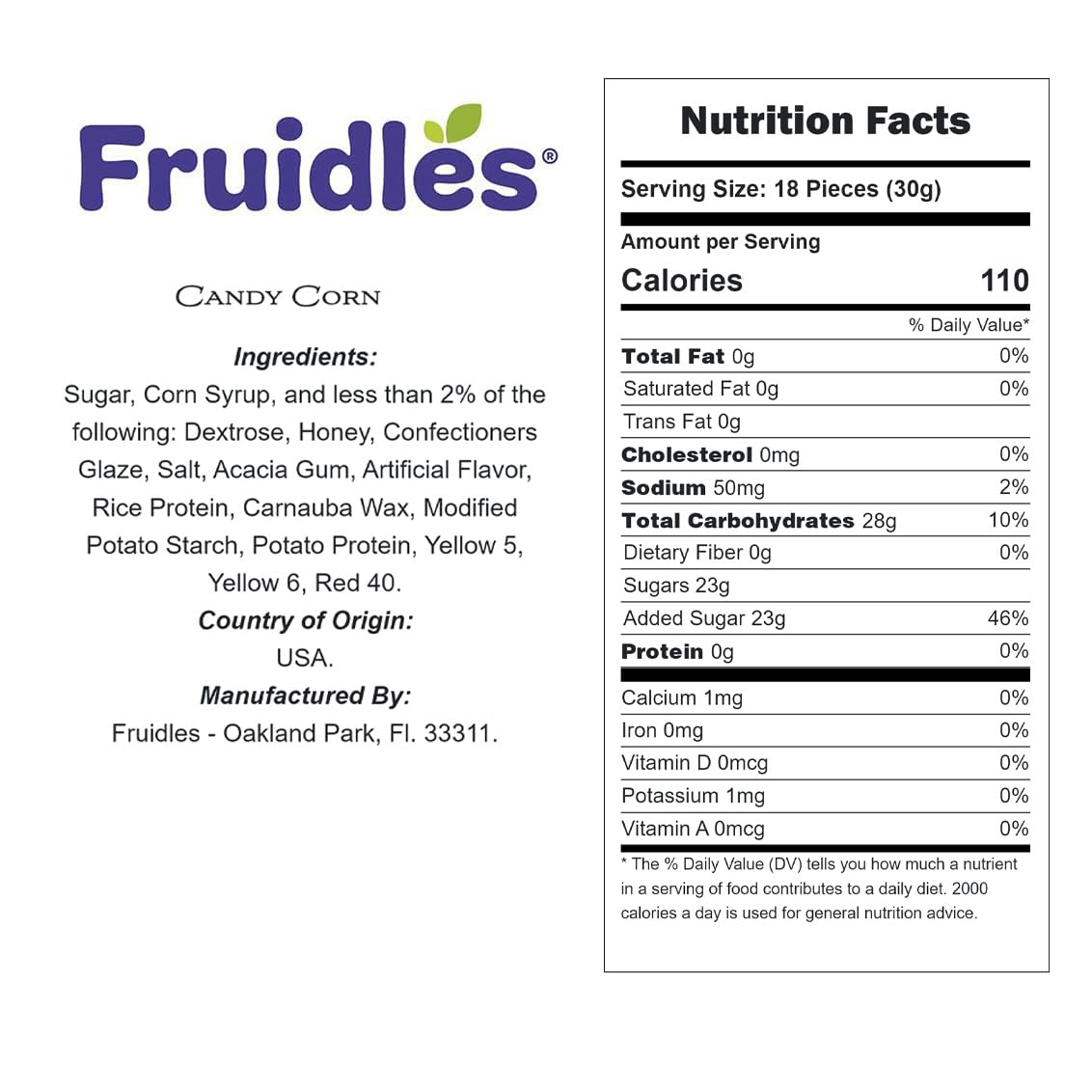 Fruidles Halloween Candy Corn Treats, Fun & Festive Holiday Snacking, Nut-Free, Dairy-Free (Half-Pound)