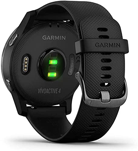 Garmin vívoactive 4, GPS Smartwatch, Features Music, Body Energy Monitoring, Animated Workouts and More, Black, with Kwalicable Cleaning Cloth