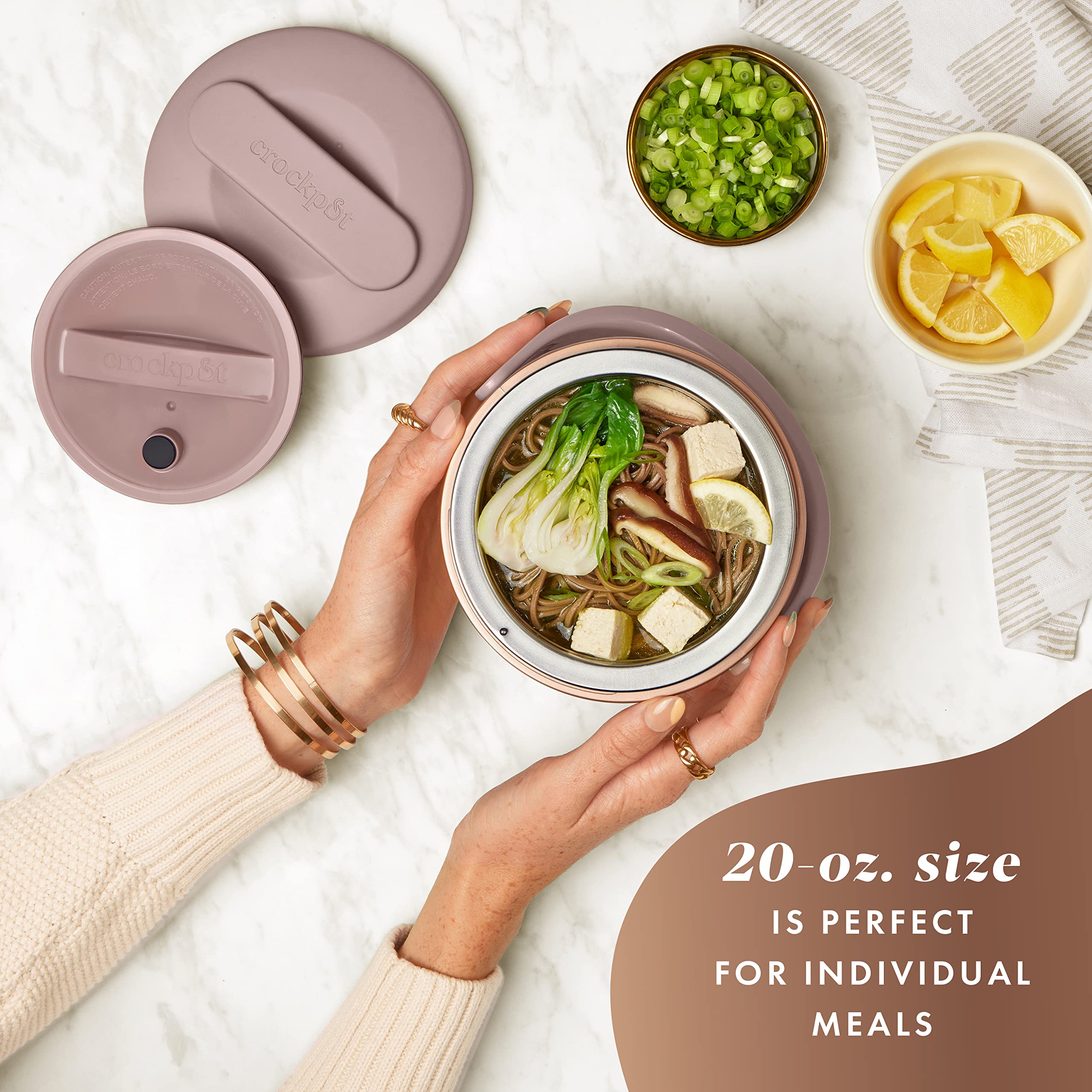 Crockpot Electric Lunch Box, Portable Food Warmer for On-the-Go, 20-Ounce, Blush Pink