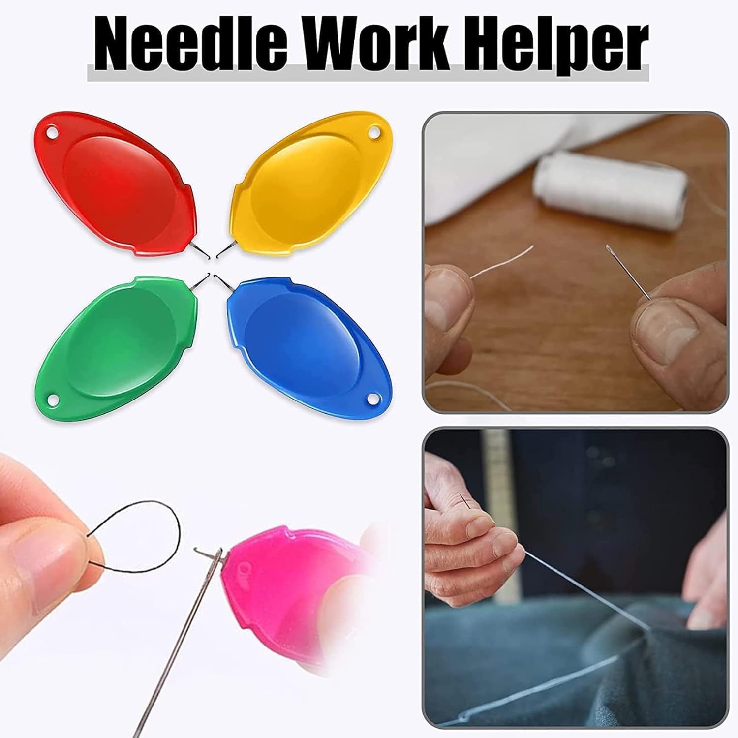 TOOVREN Needle Threader for Hand Sewing 12 Pcs Plastic Wire Hook Simple Threader for Needles Small Eye Needle Threader for Sewing Machine Needle Threader Tool for Sewing Crafting