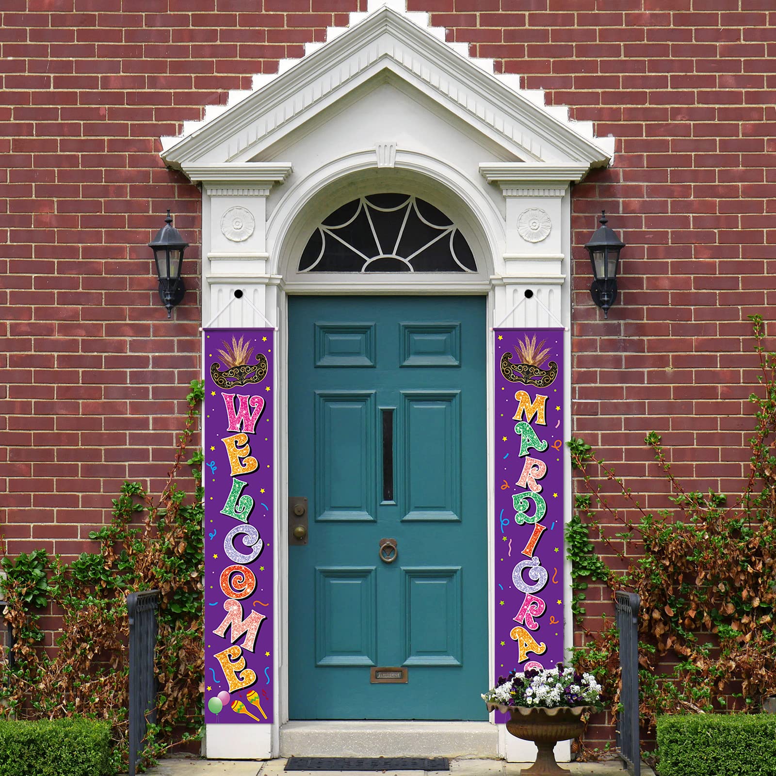 Mardi Gras Door Banner - LIYDE Mardi Gras Decorations Hanging Mardi Gras Porch Signs Outdoor Indoor Banner