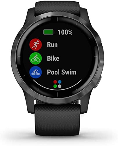 Garmin vívoactive 4, GPS Smartwatch, Features Music, Body Energy Monitoring, Animated Workouts and More, Black, with Kwalicable Cleaning Cloth