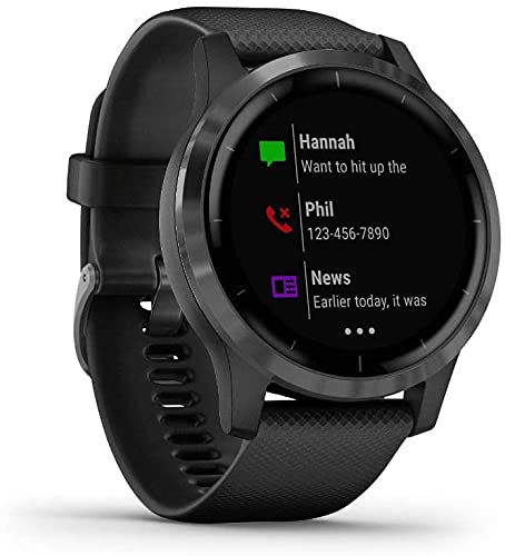 Garmin vívoactive 4, GPS Smartwatch, Features Music, Body Energy Monitoring, Animated Workouts and More, Black, with Kwalicable Cleaning Cloth