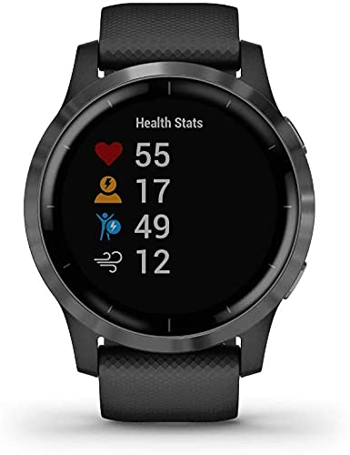 Garmin vívoactive 4, GPS Smartwatch, Features Music, Body Energy Monitoring, Animated Workouts and More, Black, with Kwalicable Cleaning Cloth