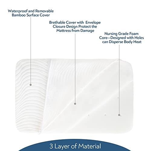 Baby Bassinet Mattress Topper(20" x 30") Fit for Graco Travel Lite, My View 4 in 1, Cloud Baby & Maxi-Cosi Swift Lightweight Bassinet,Waterproof Rectangle Replacement Pad with Removable Mattress Cover