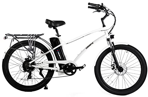 Soumye 48V500W13Ah 26" Step-Thru/Step-Over Beach Cruiser Electric Bicycle City E-Bike Mountain Bike (Step Over White)