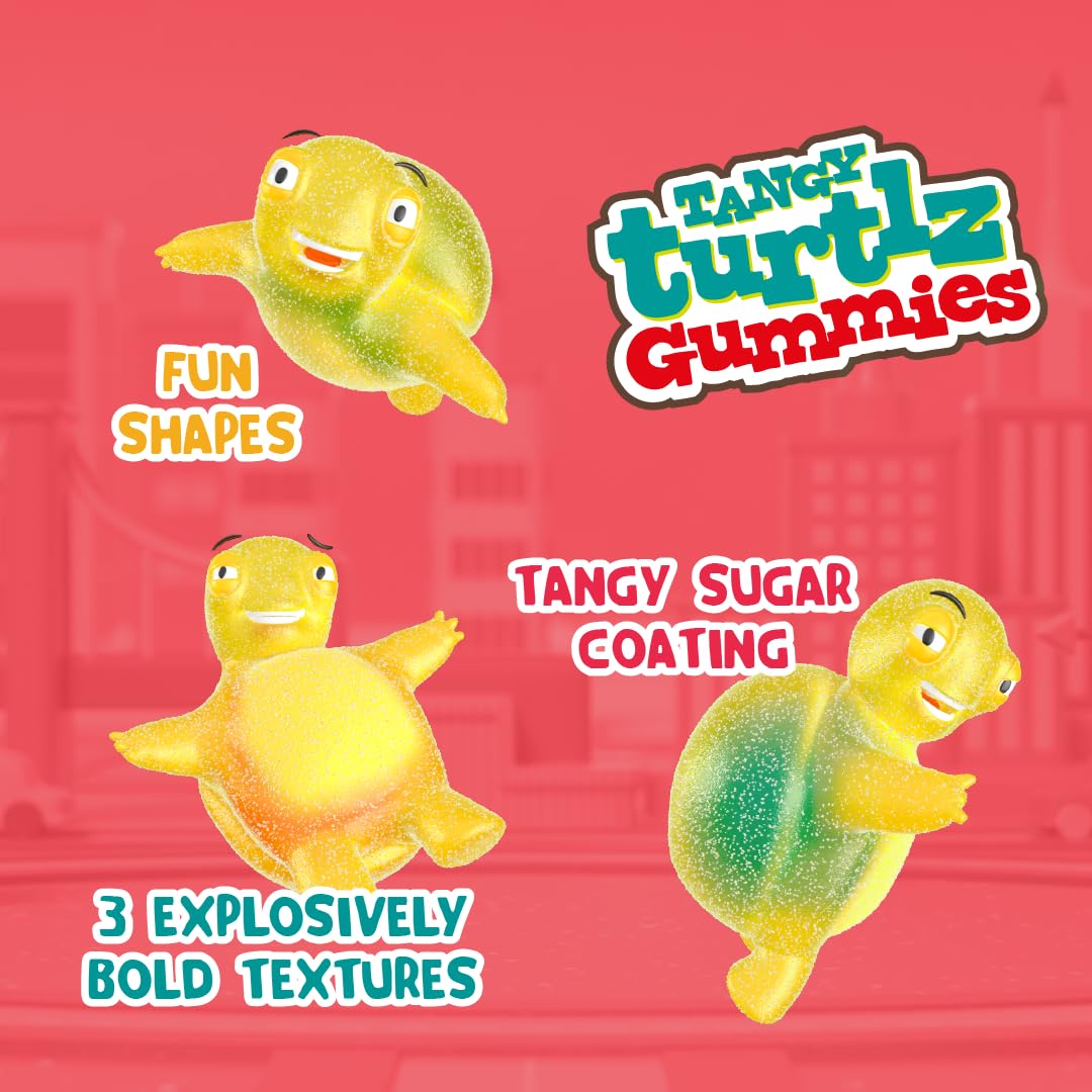 ChewzMe Tangy Turtlz Gummies, Turtle Shaped Jelly-Filled Gummy and Chewy Candy in Assorted Flavors, 3.2 Ounce (Pack of 1)