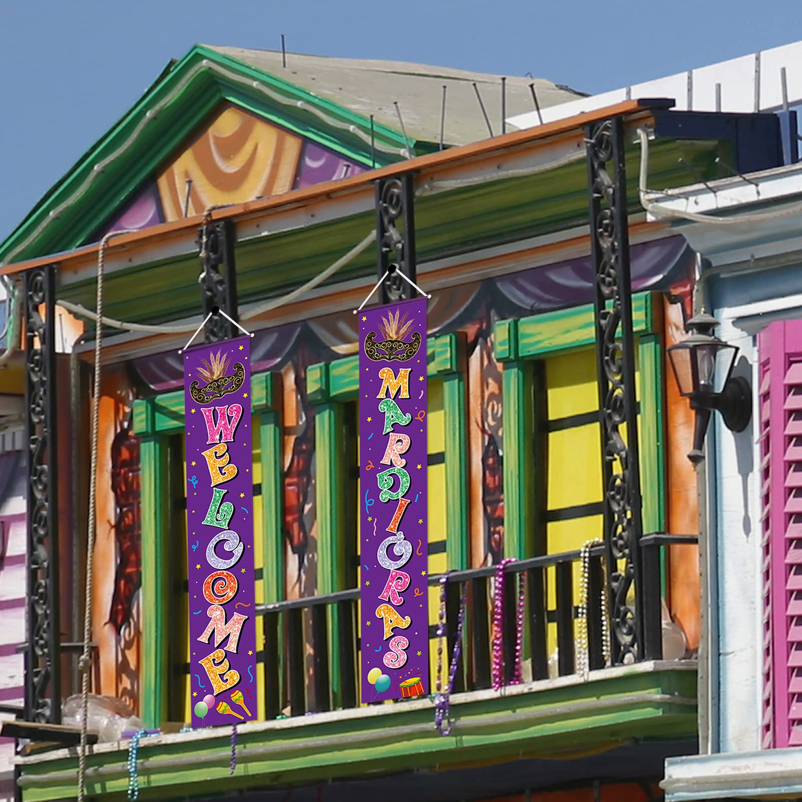 Mardi Gras Door Banner - LIYDE Mardi Gras Decorations Hanging Mardi Gras Porch Signs Outdoor Indoor Banner