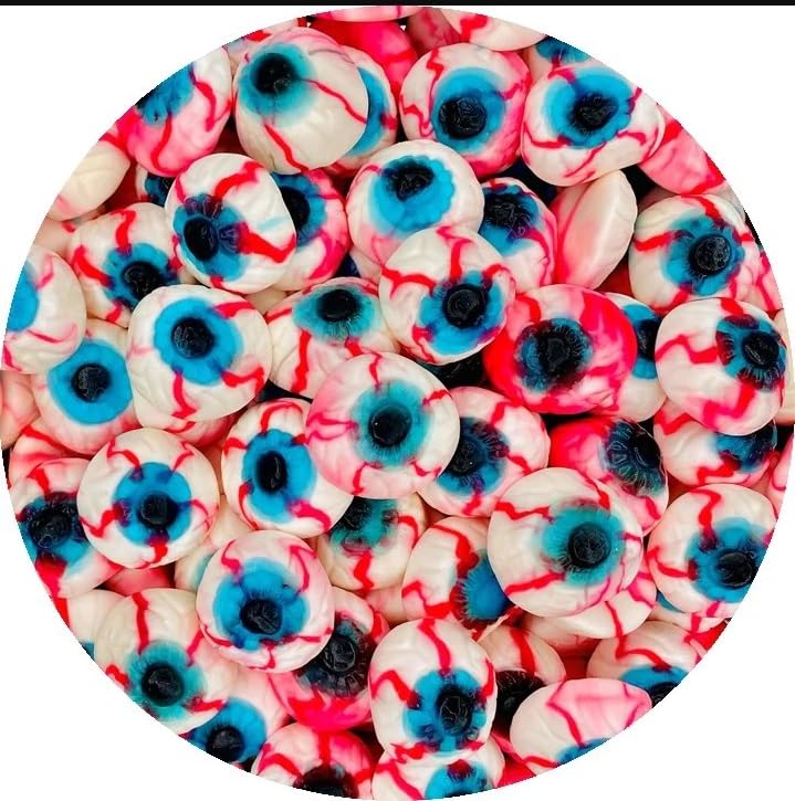 Vidal Gummi Eyeballs Gummy Halloween Trick or Treat Spooky Fruity Candy 4.35 pounds Bulk Listing - Sweet Strawberry and Creme flavor