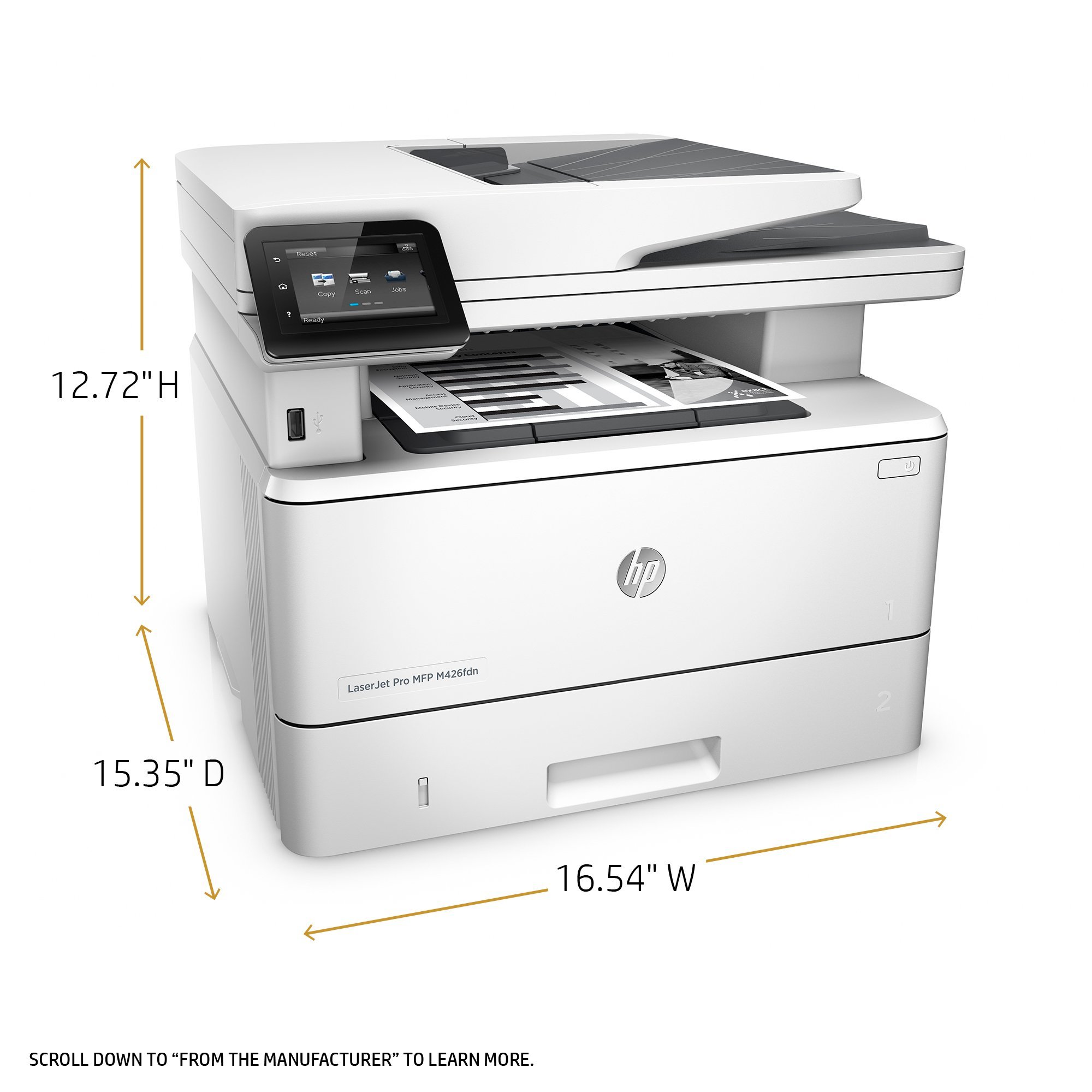 HP LaserJet Pro M426fdn Multifunction Laser Printer with Built-in Ethernet & Duplex Printing (F6W14A) (Renewed)