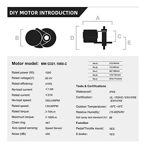 BAFANG Latest mid Drive Motor 1000W 50.4V Ebike Mid Motor Electric Bike Conversion Kit with Large Power 19Ah/50.4Ah Battery and Fast Charger with Upgrade DPC 181 LCD Display DIY Engine Series