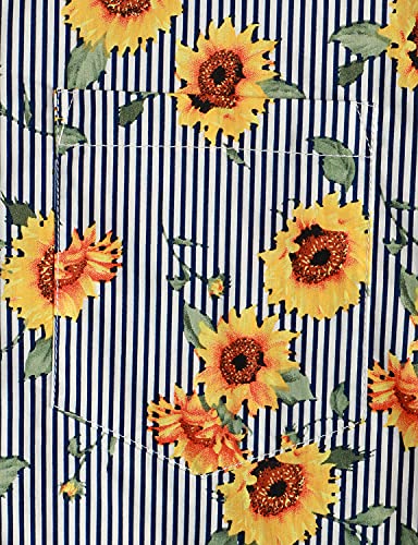 VATPAVE Mens Floral Hawaiian Shirts Casual Button Down Short Sleeve Aloha Shirts Small Black Sunflower Tropical