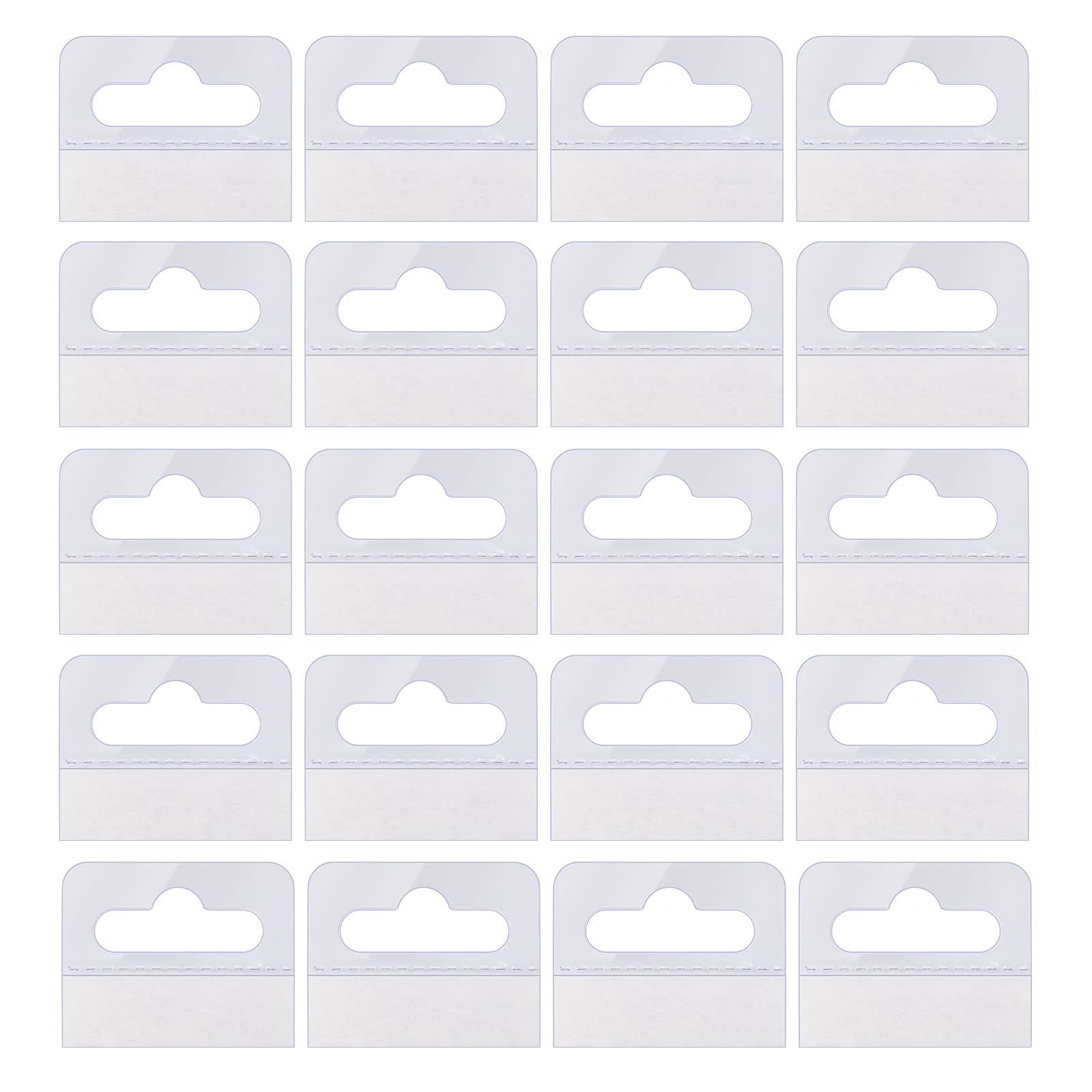 AIEX 200 Pieces Clear Sticky Hanging Tabs, Slot Hole Self Adhesive Hang Tabs, Tag Hook for Sale Items, Store Retail Display (1.8x1.6inch)