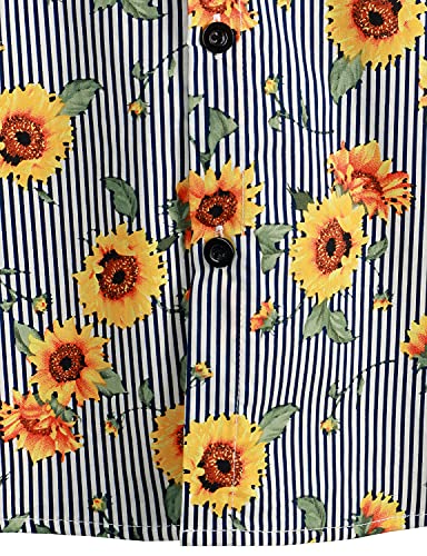 VATPAVE Mens Floral Hawaiian Shirts Casual Button Down Short Sleeve Aloha Shirts Small Black Sunflower Tropical