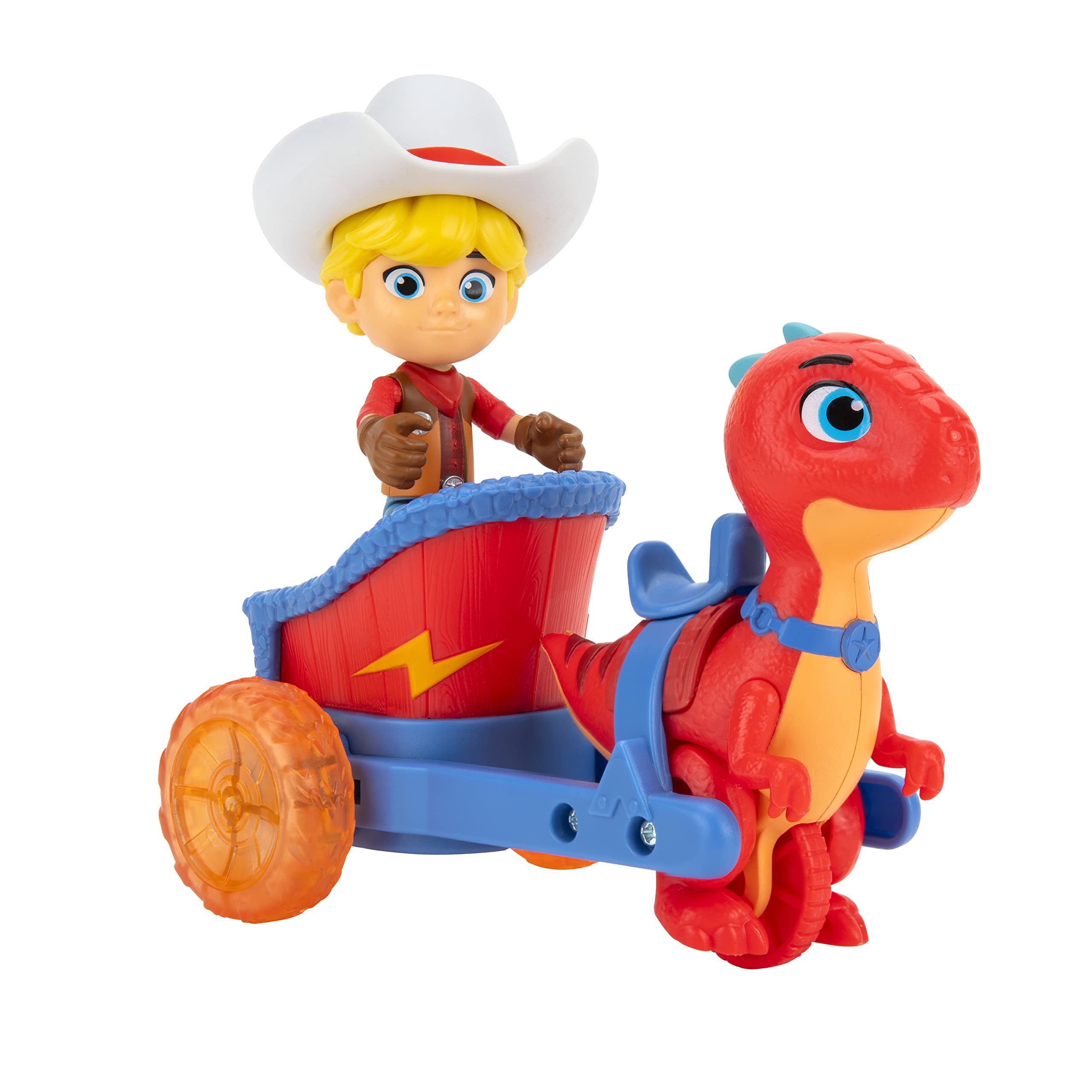 Dino Ranch Jon and Blitz Chariot Vehicle - Features Pull Back 5β Dino Blitz Chariot & 3β Dino Rancher Jon - Three Styles to Collect - Toys for Kids Featuring Your Favorite Pre-Westoric Ranchers