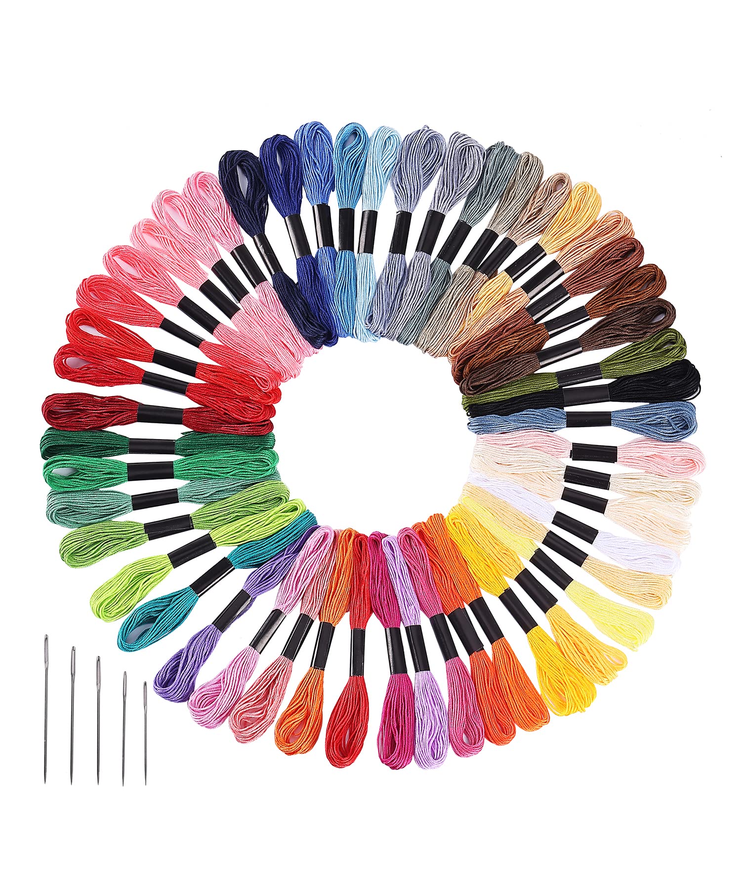 Mr. Pen- Embroidery Floss, 50 Skeins, Rainbow Colors Embroidery Thread with 5 Needles, Cross Stitch Thread, Friendship Bracelet String, Thread for Bracelet Making, Craft String, Strings for Bracelets