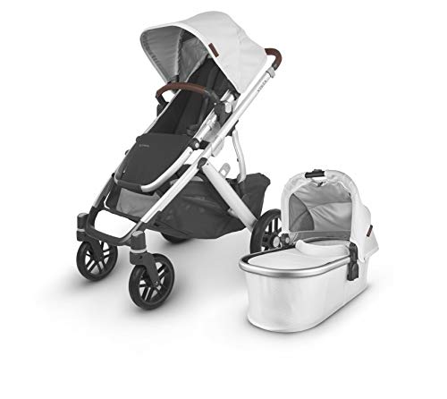 UPPAbaby Vista V2 Stroller - Bryce (White Marl/Silver/Chestnut Leather) + Piggyback for Vista & Vista V2