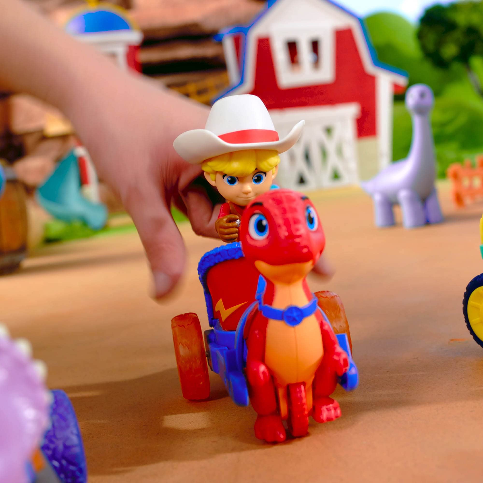 Dino Ranch Jon and Blitz Chariot Vehicle - Features Pull Back 5β Dino Blitz Chariot & 3β Dino Rancher Jon - Three Styles to Collect - Toys for Kids Featuring Your Favorite Pre-Westoric Ranchers