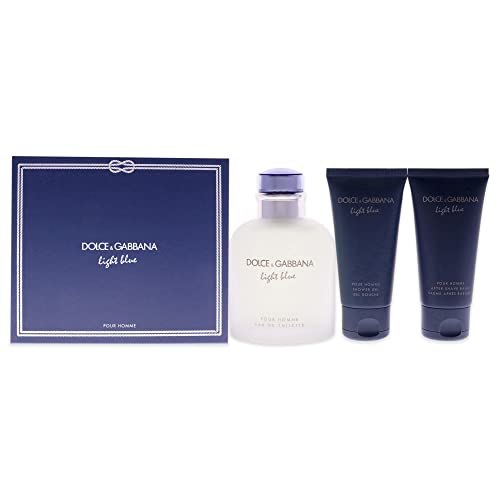 Dolce & Gabbana Light Blue Men 3 Pc Gift Set 4.2oz EDT Spray, 1.6oz After Shave Balm, 1.6oz Shower Gel,P-D7-040-20-HTG-anniek