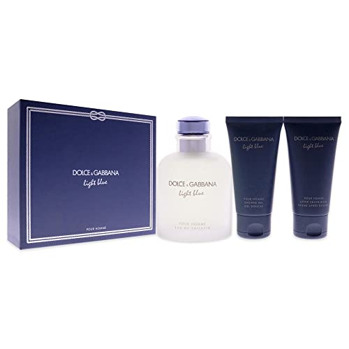 Dolce & Gabbana Light Blue Men 3 Pc Gift Set 4.2oz EDT Spray, 1.6oz After Shave Balm, 1.6oz Shower Gel,P-D7-040-20-HTG-anniek