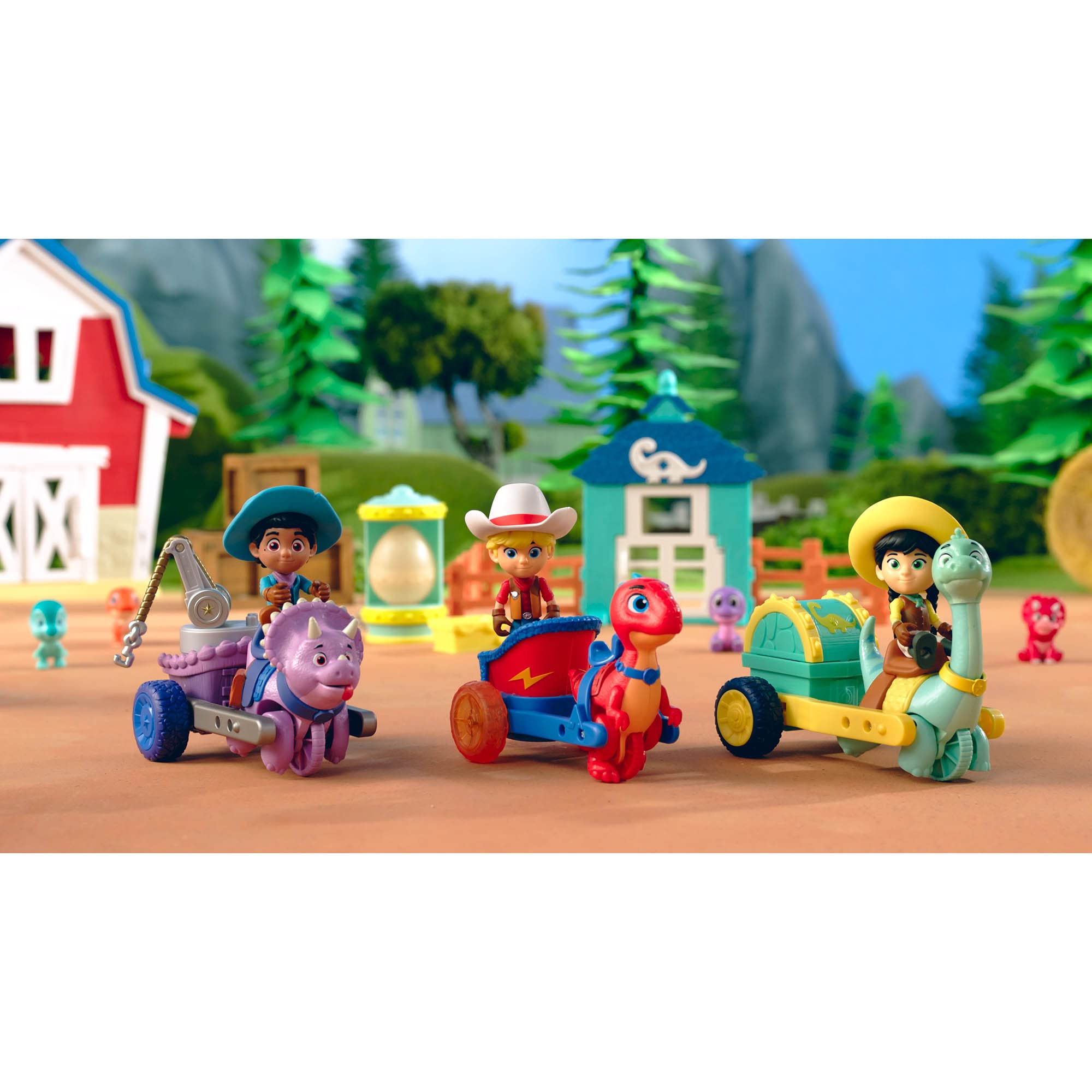 Dino Ranch Jon and Blitz Chariot Vehicle - Features Pull Back 5β Dino Blitz Chariot & 3β Dino Rancher Jon - Three Styles to Collect - Toys for Kids Featuring Your Favorite Pre-Westoric Ranchers