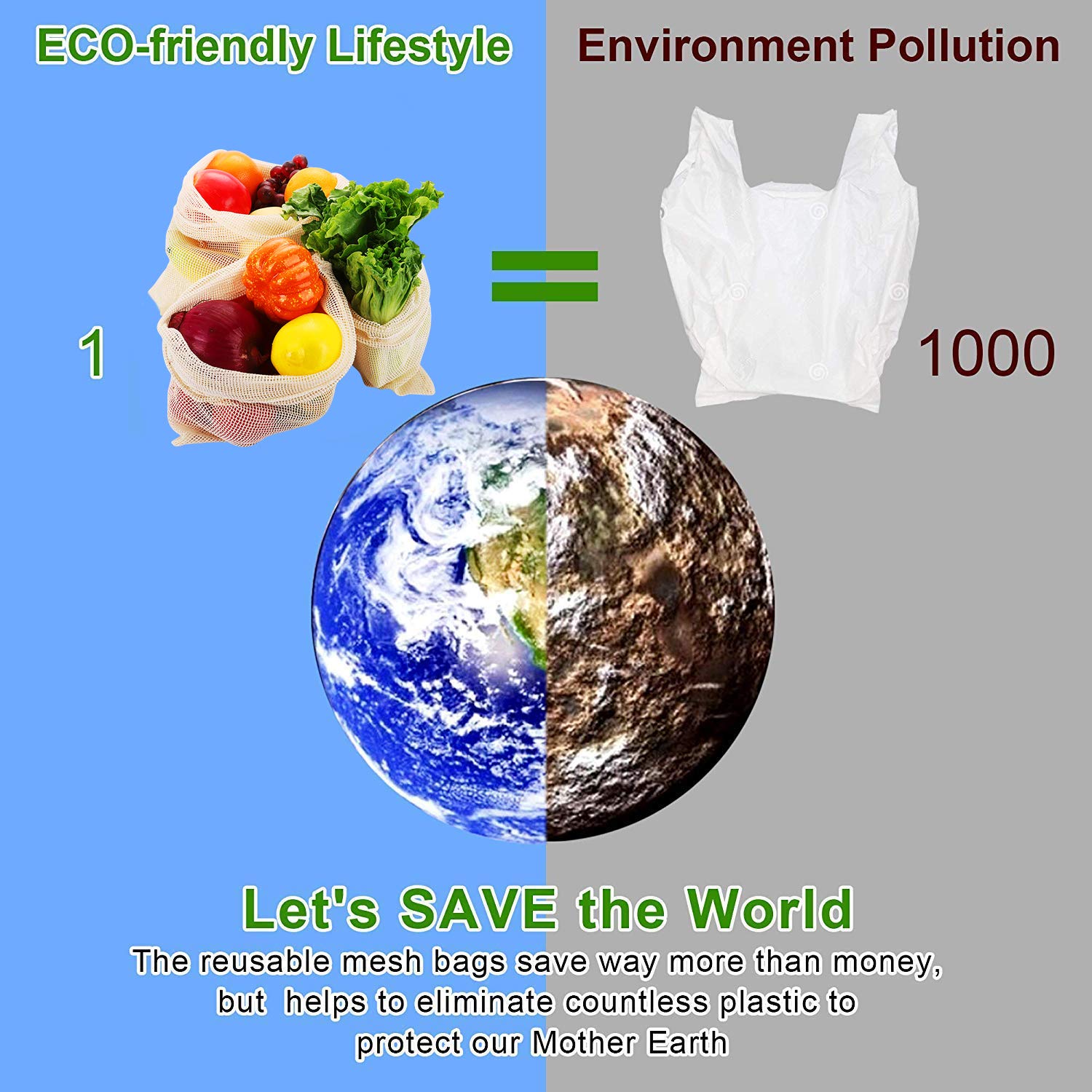 Reusable-Cotton-Mesh-Produce-shopping-Bags-Washable Eco Friendly Premium See Through Lightweight Net zero Bulk Bags for Veggie Fruit Vegetable Grocery Storage ( 9 Packs )