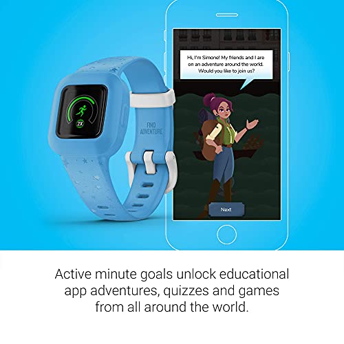Garmin vivofit jr. 3 Swim-Friendly Fitness Tracker for Kids - Blue Stars (Renewed)