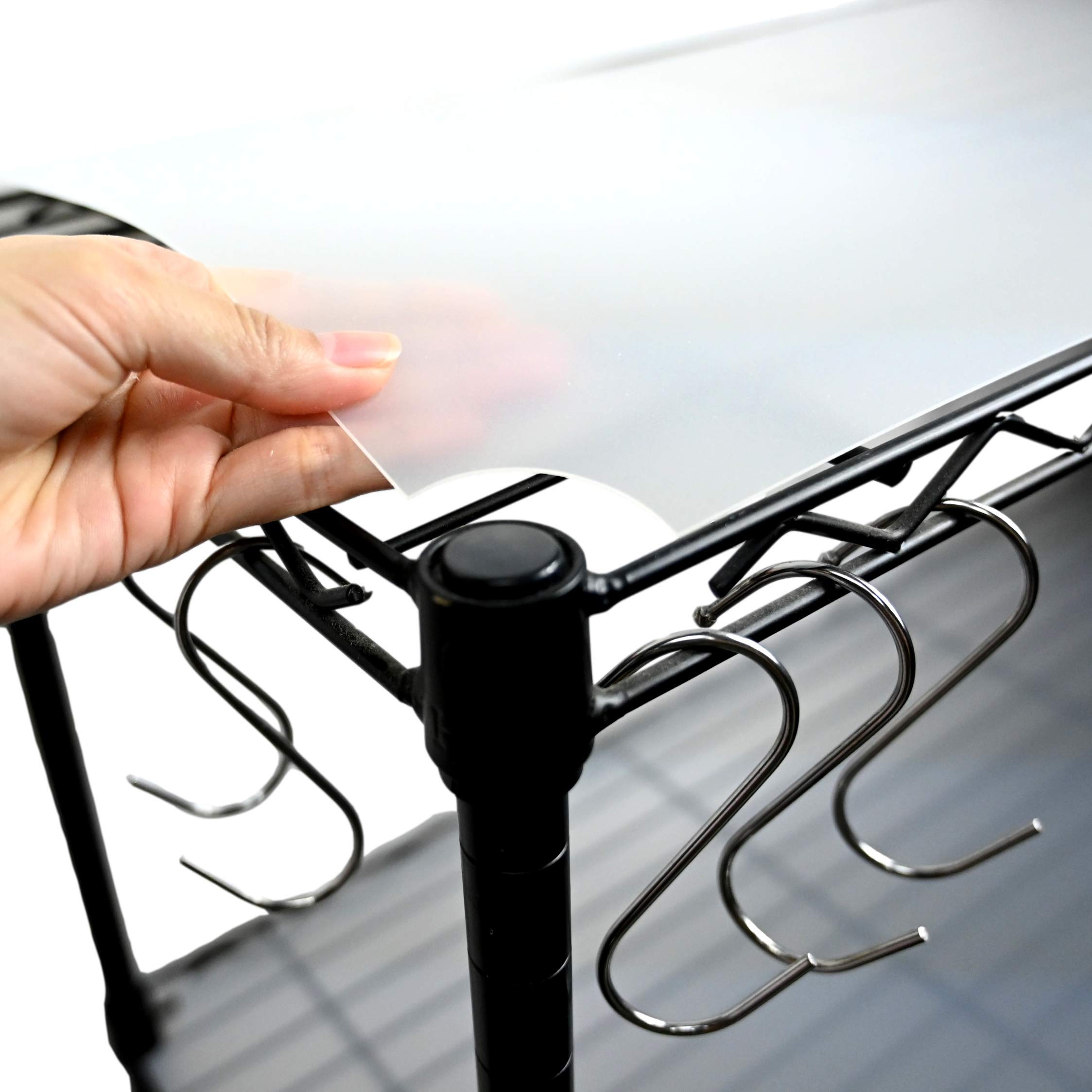 ACHub Wire Shelf Liners 18 x 48, Set of 5 & Bonus S-Shaped Hooks, Waterproof, Heavy Duty, Translucent Plastic Liners for Wired Rack Shelving