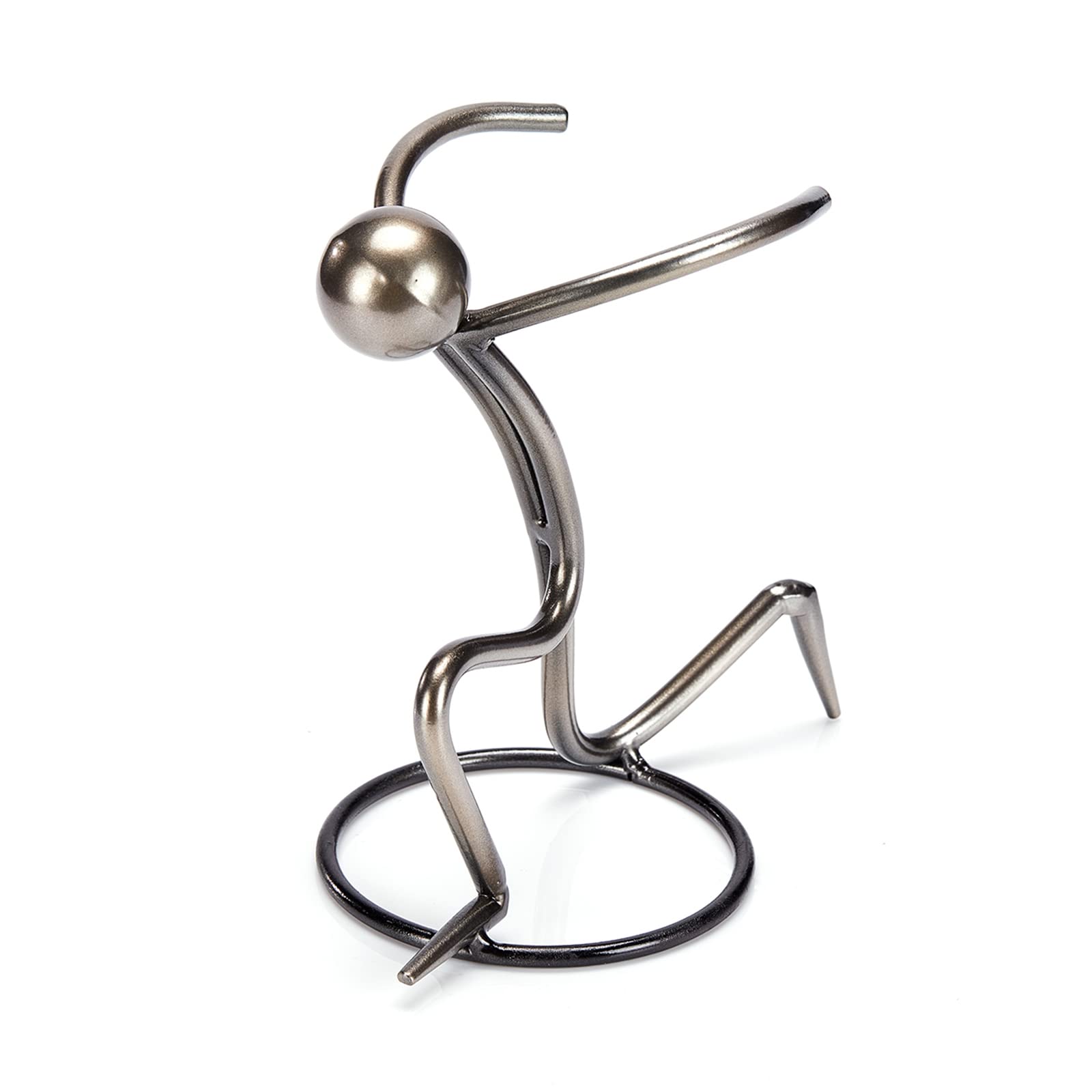 Aayla Tabletop Wine Rack - Metallic Silver Freestanding Countertop Figurine Wine Bottle Holder, Unique Wine Gifts and Accessories for Wine Lovers (Double 1)