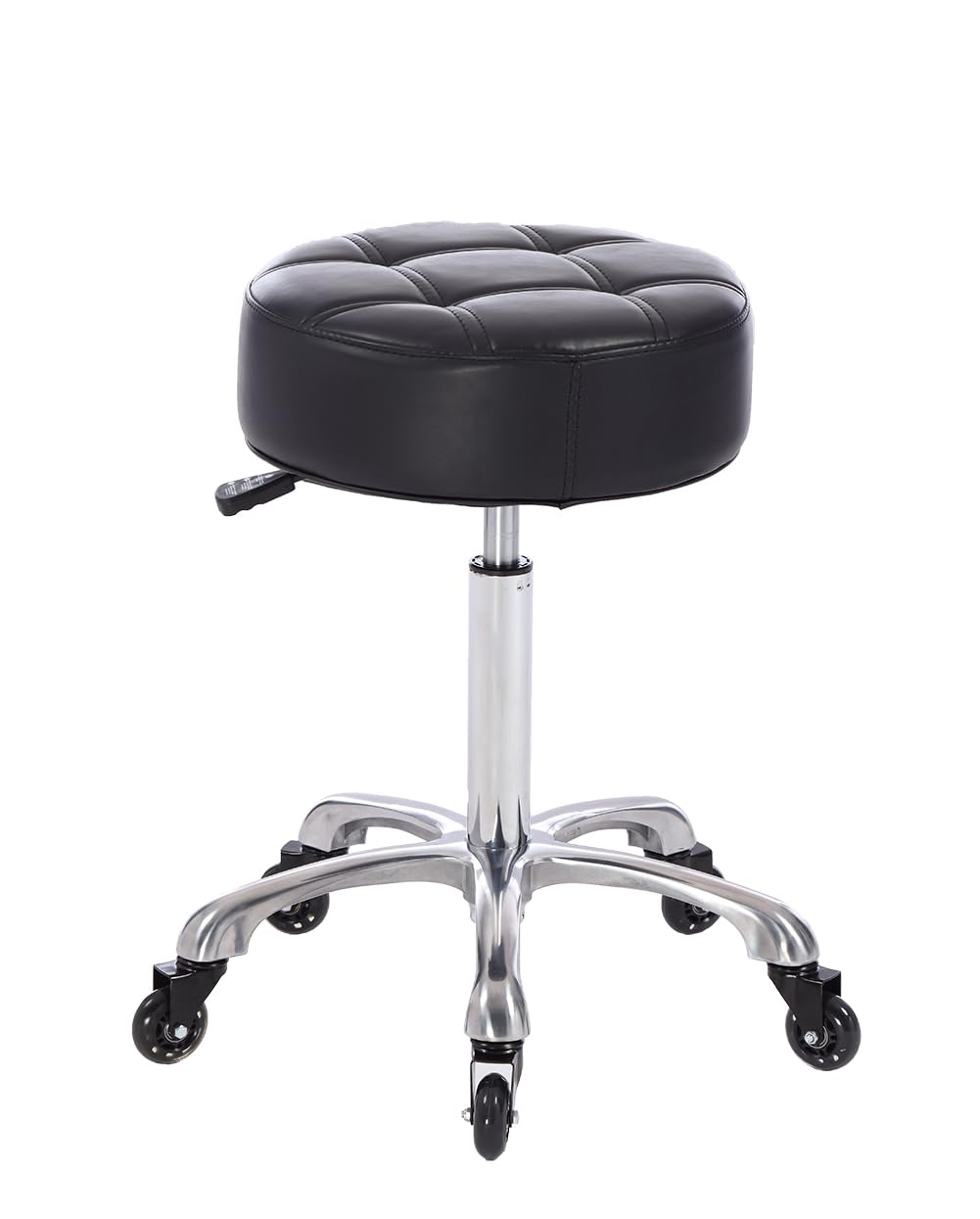 FRNIAMC Rolling Salon Stool- with Wider Comfy Round Seat- Height Adjustable Swivel Heavy-Duty Chair with Wheels for Medical Salon Esthetician Artist Studio and Home Office Use(Black)