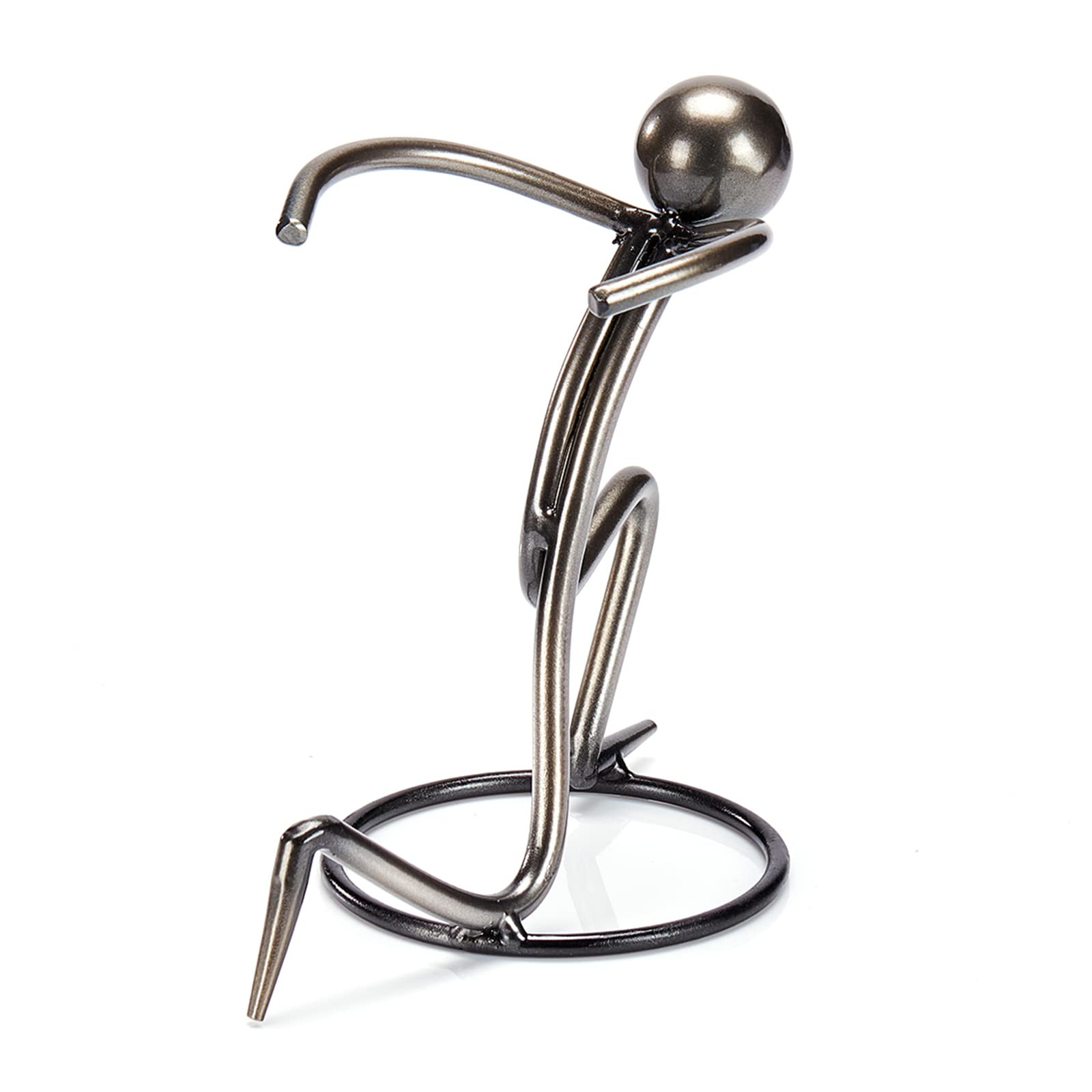 Aayla Tabletop Wine Rack - Metallic Silver Freestanding Countertop Figurine Wine Bottle Holder, Unique Wine Gifts and Accessories for Wine Lovers (Double 1)