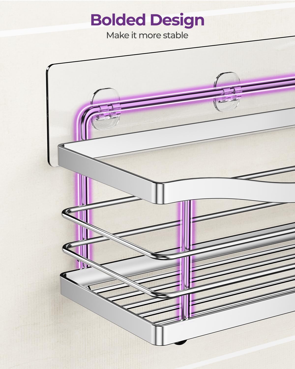 ODesign Adhesive Shower Caddy No Drilling with Soap Dish 3 Tiers Stainless Steel Shower Organizer for Shampoo Conditioner Bathroom Organizer Accessories with Removable Hooks Wall Mounted - RUSTPROOF
