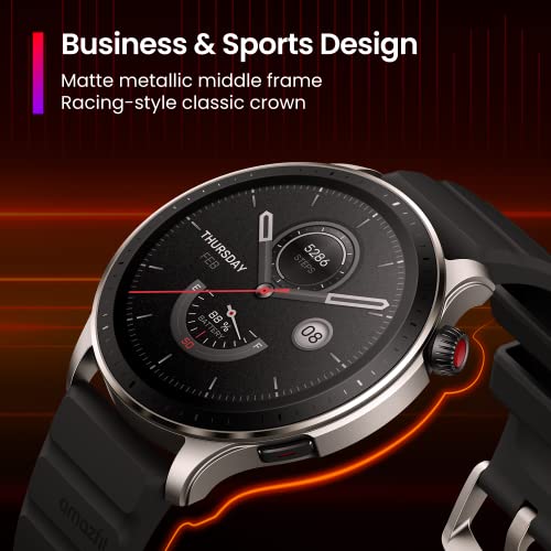 Amazfit GTR 4 Smart Watch for Men Android iPhone, Dual-Band GPS, Alexa Built-in, Bluetooth Calls, 150+ Sports Modes, 14-Day Battery Life, Heart Rate Blood Oxygen Monitor, 1.43”AMOLED Display,Black