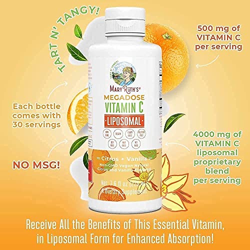 Vitamin C & Zinc Immunity Liposomal Bundle by MaryRuth's | Megadose Vitamin C Liposomal 500mg, 7.6oz | Megadose Zinc Liposomal 18mg, 15.22oz | Vegan, Non-GMO