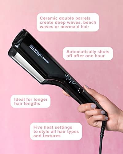 Express Ion Ceramic Deep Waver, Fast-Heating to Create a Variety of Wavy Hairstyles, including Deep Waves, Beach Waves, Mermaid Hair + Crimped Hair
