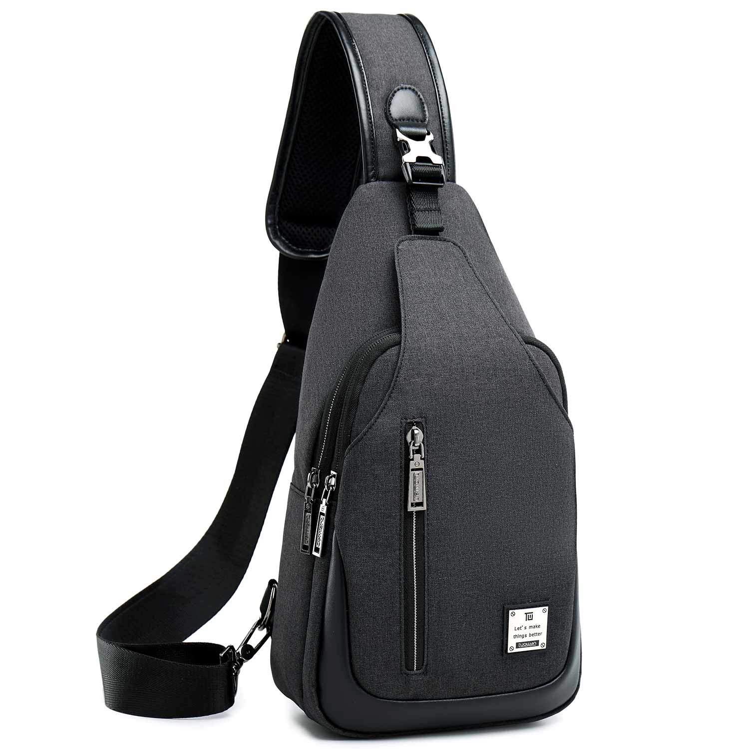 tuowan Small Sling Bag Crossbody Backpack Over the Shoulder Bag for Men Women Travel Outdoors, Lightweight Sling Purse Chest Pack (Small, Black)