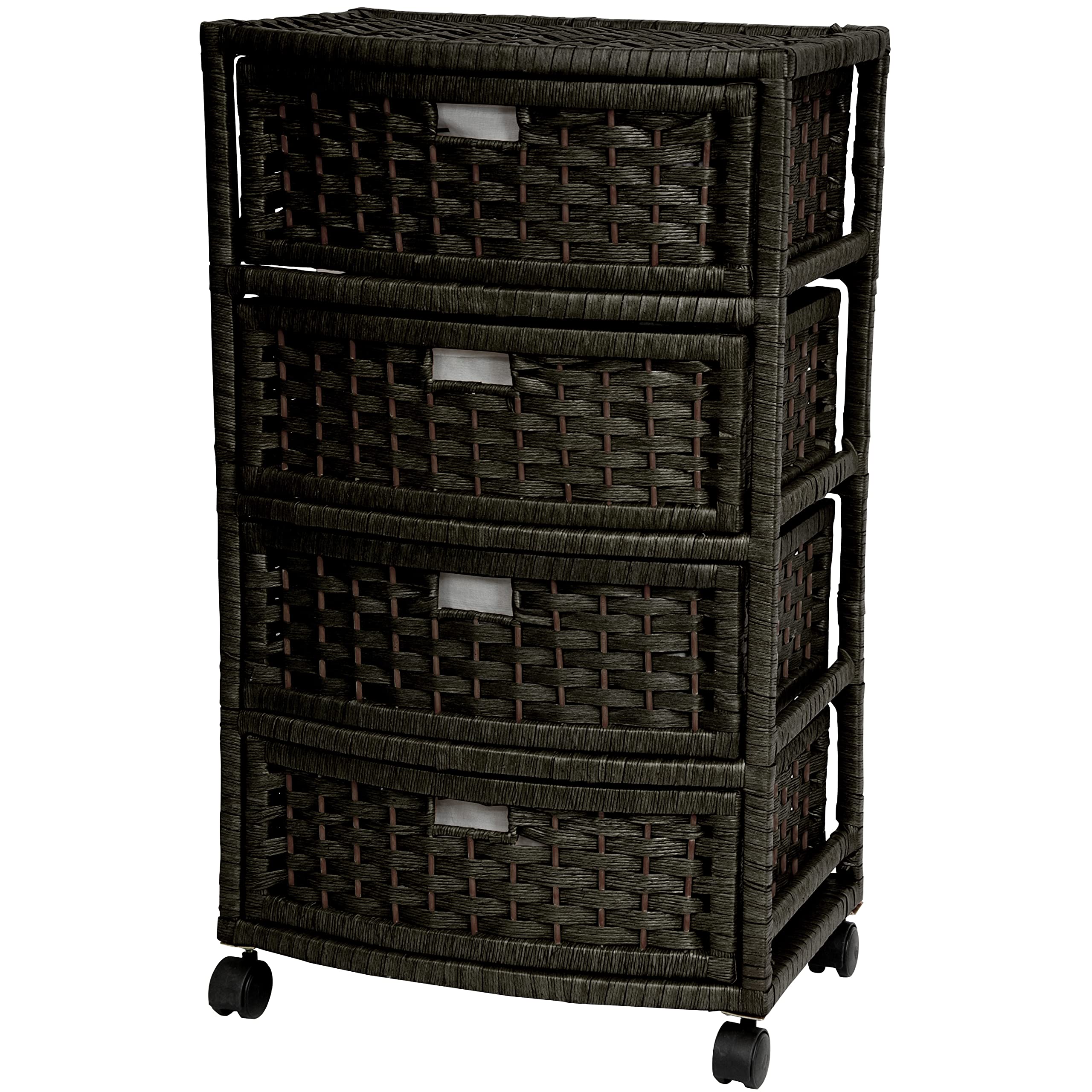 Oriental Furniture 29" Natural Fiber Chest of Drawers - Black