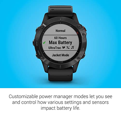 Garmin Fenix 6 Pro, Premium Multisport GPS Watch, Features Mapping, Music, Grade-Adjusted Pace Guidance and Pulse Ox Sensors, Black (Renewed)