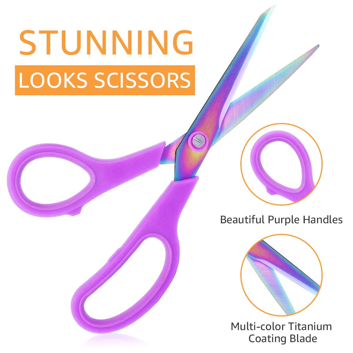 eZAKKA Scissors, Fabric Scissors Sewing Scissors Craft Scissors Heavy Duty Right Handed Scissors Set for Arts, Home, Office