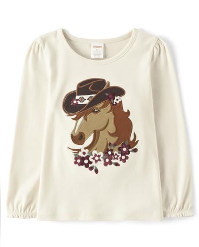Gymboree,and Toddler Embroided Graphic Long Sleeve T-Shirts,Flower Horse,6