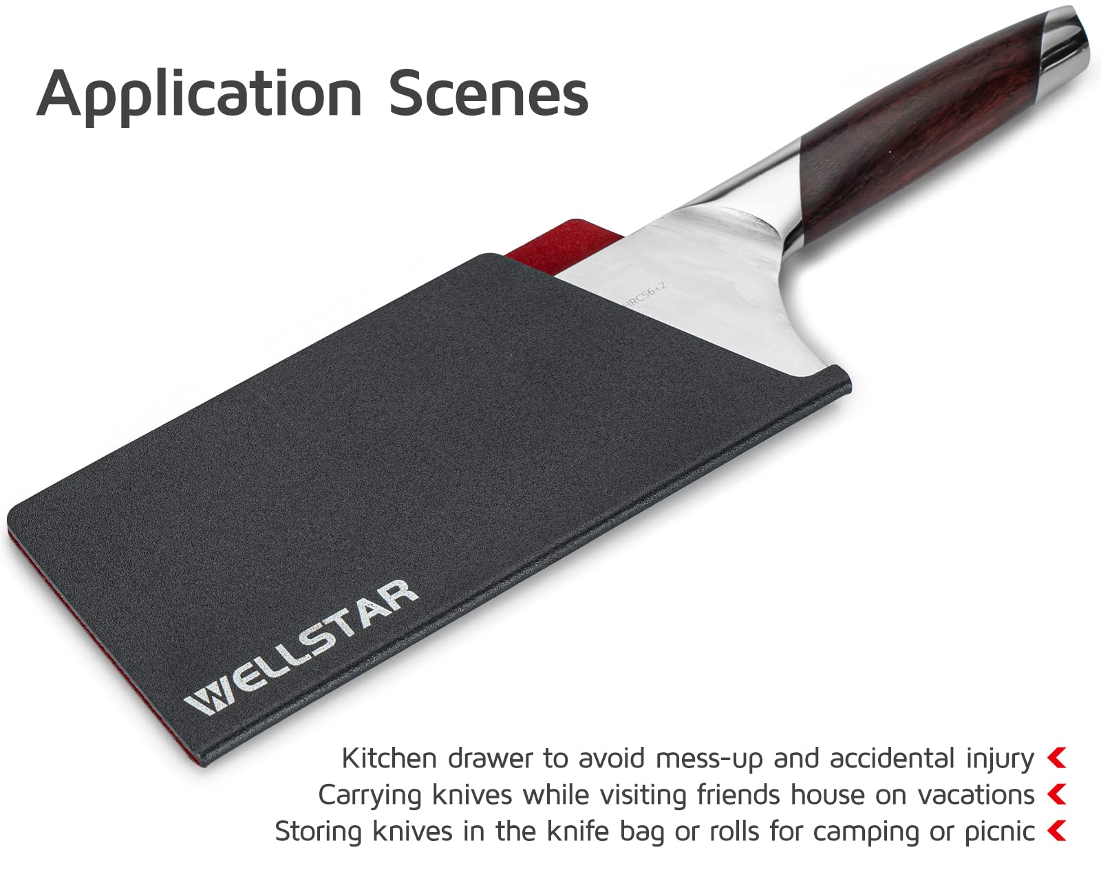 WELLSTAR Big Knife Edge Guard, Wide Meat Cleaver Knife’s Blade Covers, BPA Free ABS Protective Blade Sheath, Non-Scratch Felt Lining Butcher Chef Knife Cover (Knives not included)