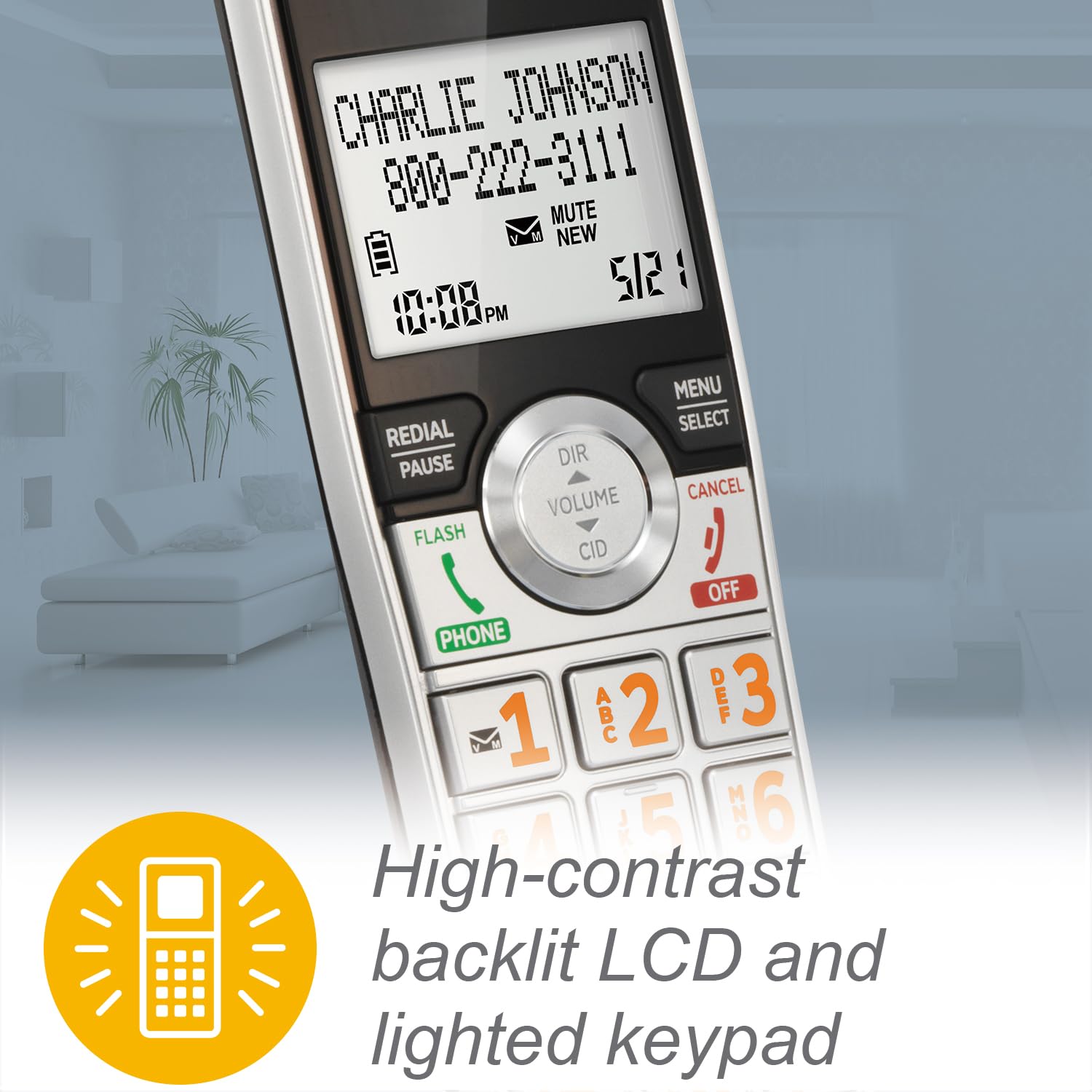 AT&T CL83507 DECT 6.0 5-Handset Cordless Phone for Home with Dual Keypad Base, Answering Machine, Call Blocking, Caller ID Announcer, Intercom and Long Range, Silver/Black